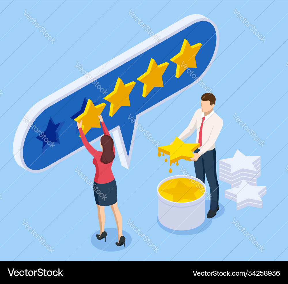 Isometric customer review or feedback concept Vector Image