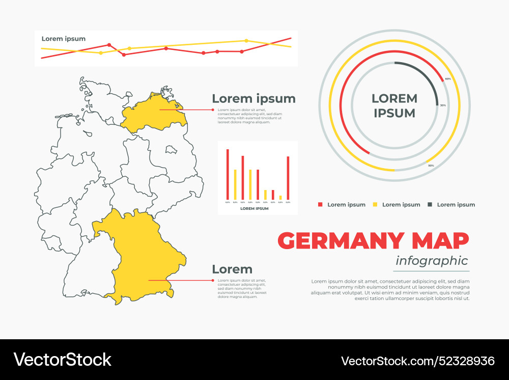 Linear germany map infographic Royalty Free Vector Image