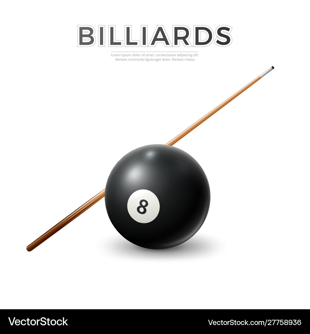 Realistic billiard snooker pool ball cue Vector Image