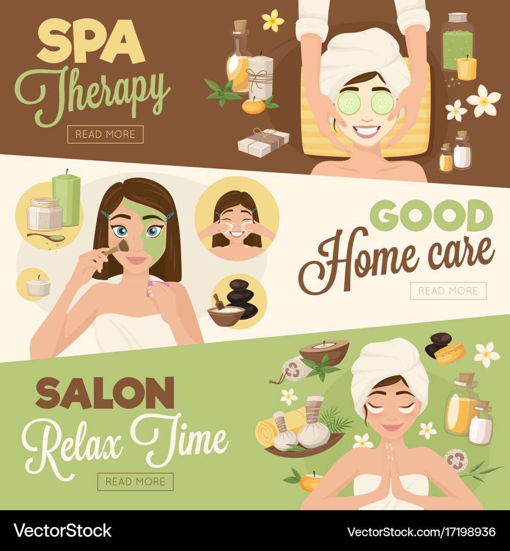 Salon woman therapy banners Royalty Free Vector Image