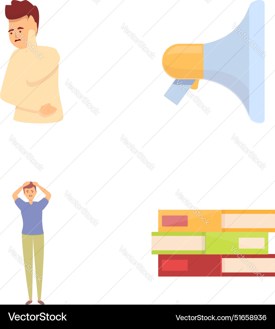 Scared people icons set cartoon anxious Royalty Free Vector