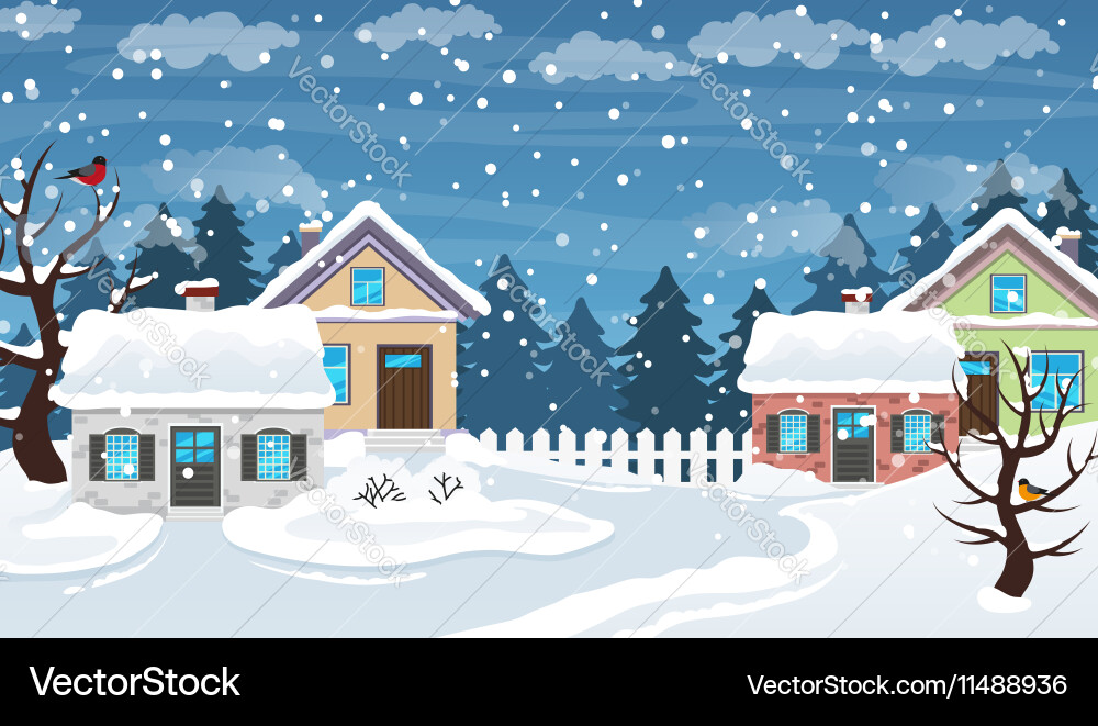Snowy Winter Village Royalty Free Vector Image