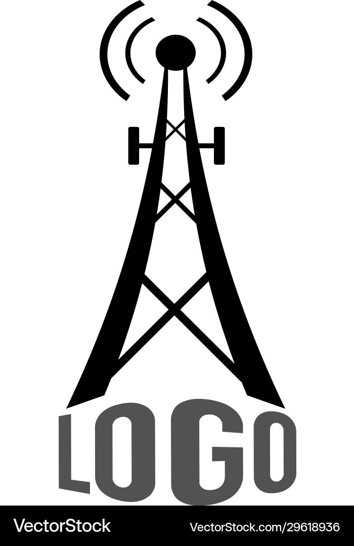Wireless cell phone communications tower logo Vector Image