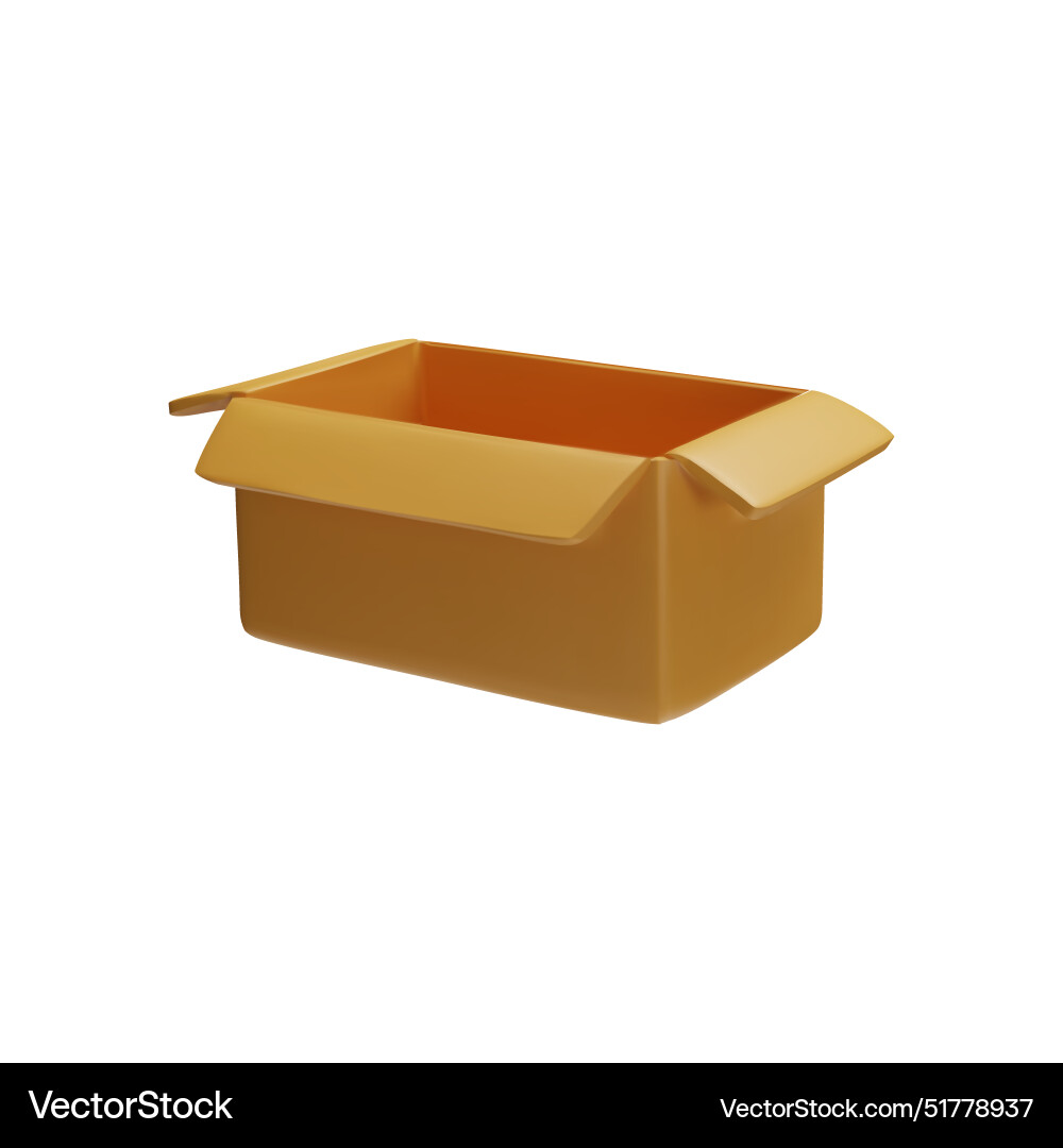 3d simple cardboard open box Royalty Free Vector Image