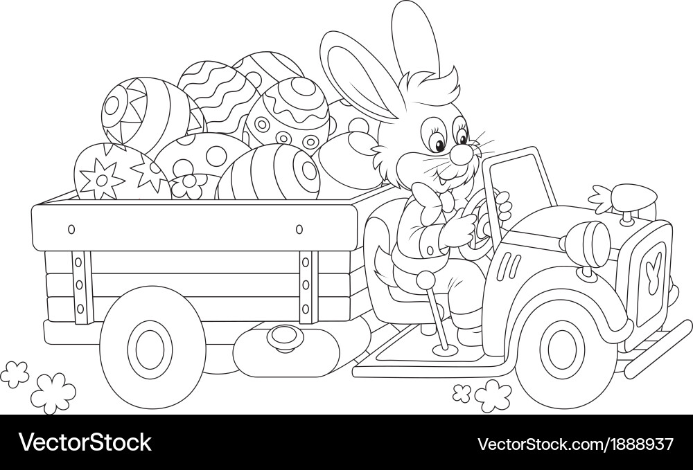 Bunny carries easter eggs Royalty Free Vector Image