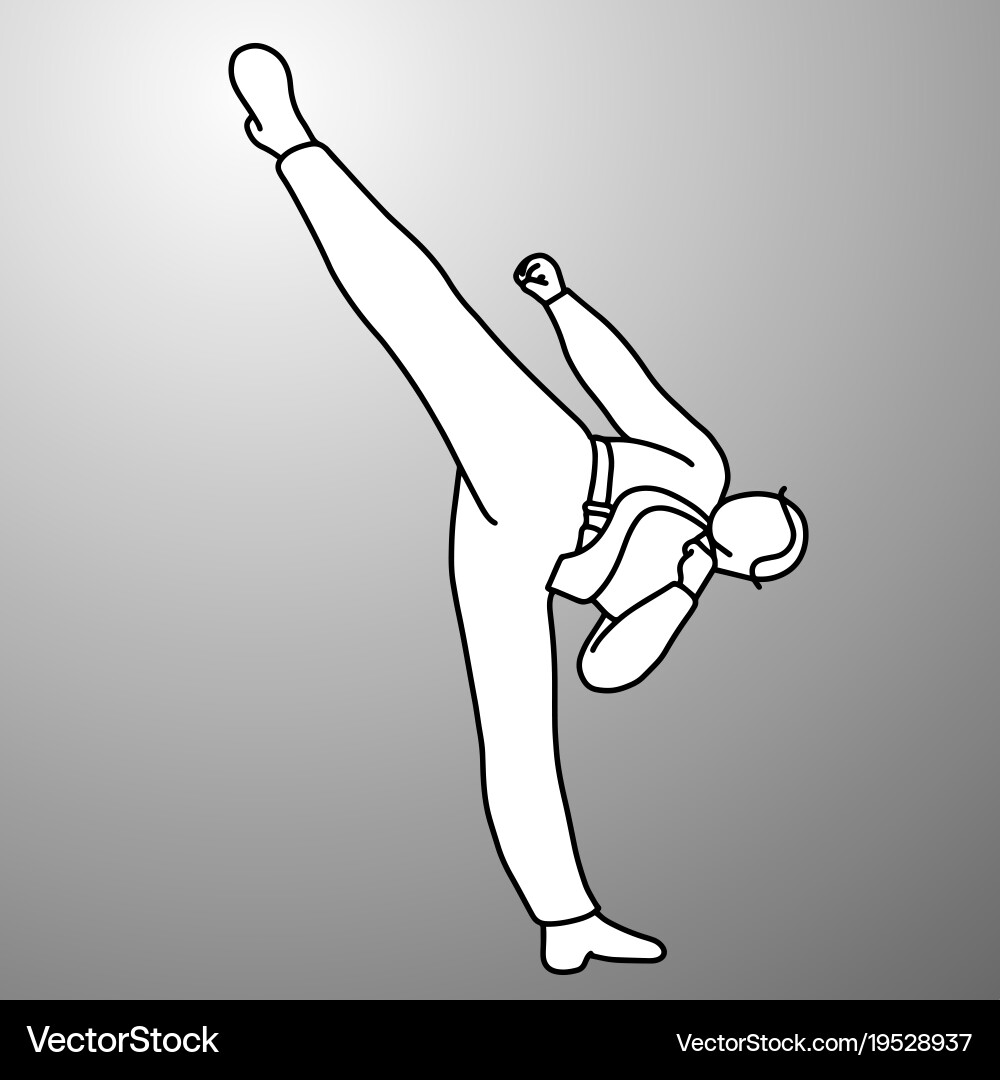 Businessman with karate kick doodle Royalty Free Vector