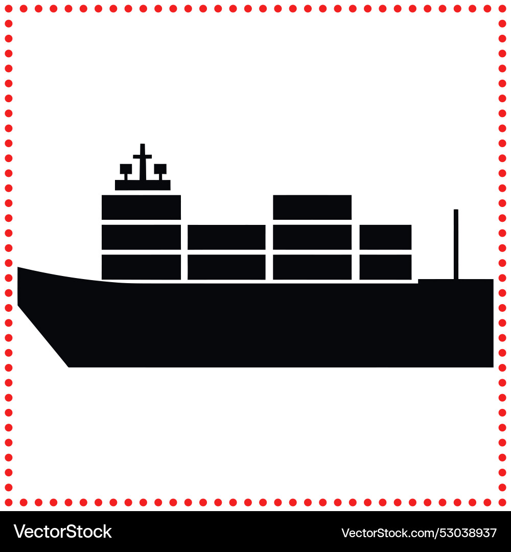 Cargo vessel icon in black and white Royalty Free Vector