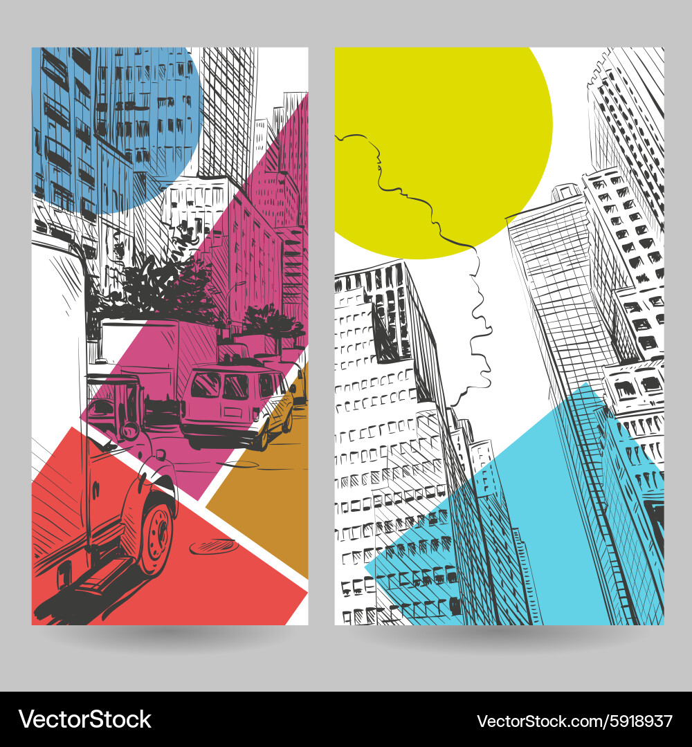 City banner design elements set Royalty Free Vector Image