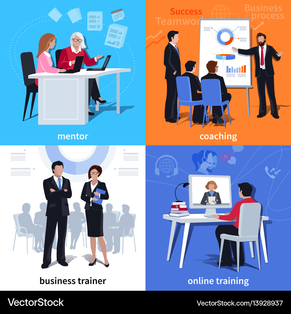 Coaching flat compositions Royalty Free Vector Image