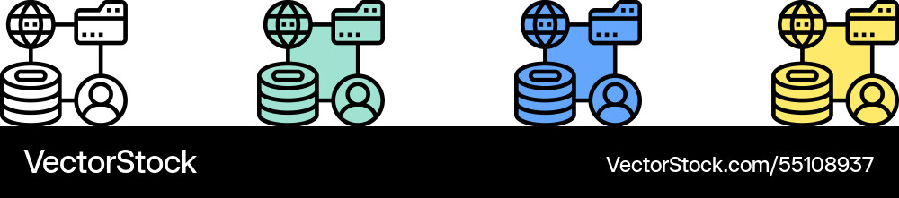 Data complexity icon outline green blue Royalty Free Vector