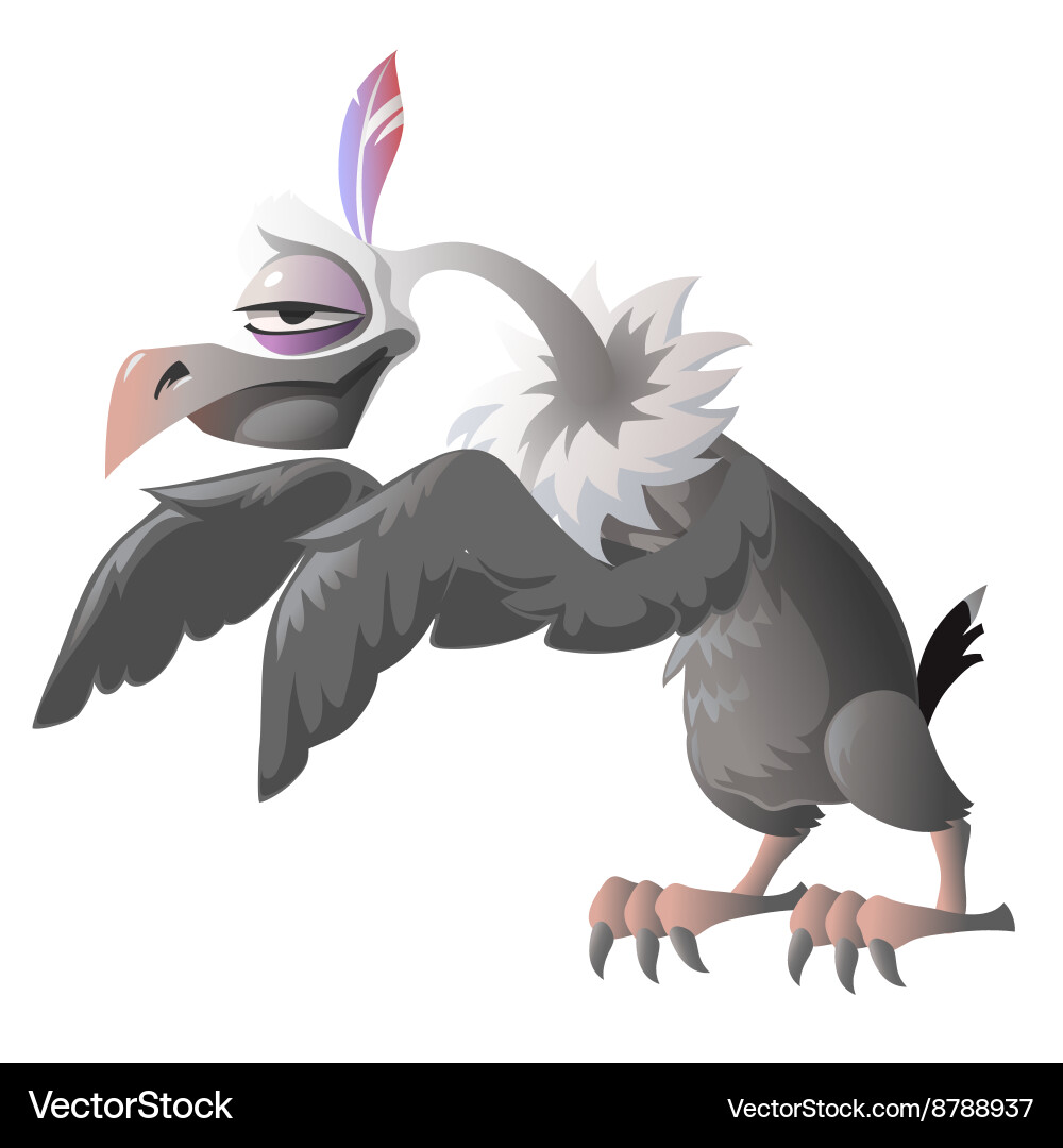 Funny cartoon vulture on a white background Vector Image