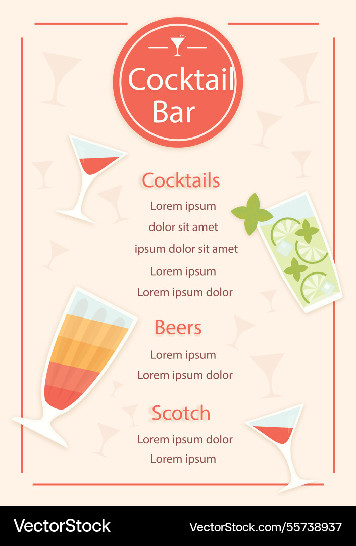 Hand drawn cocktail menu template Royalty Free Vector Image