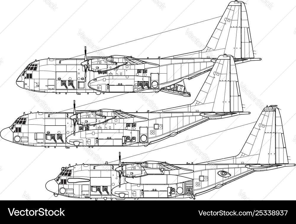 Lockheed boieng ac-130 gunship-spectre Royalty Free Vector