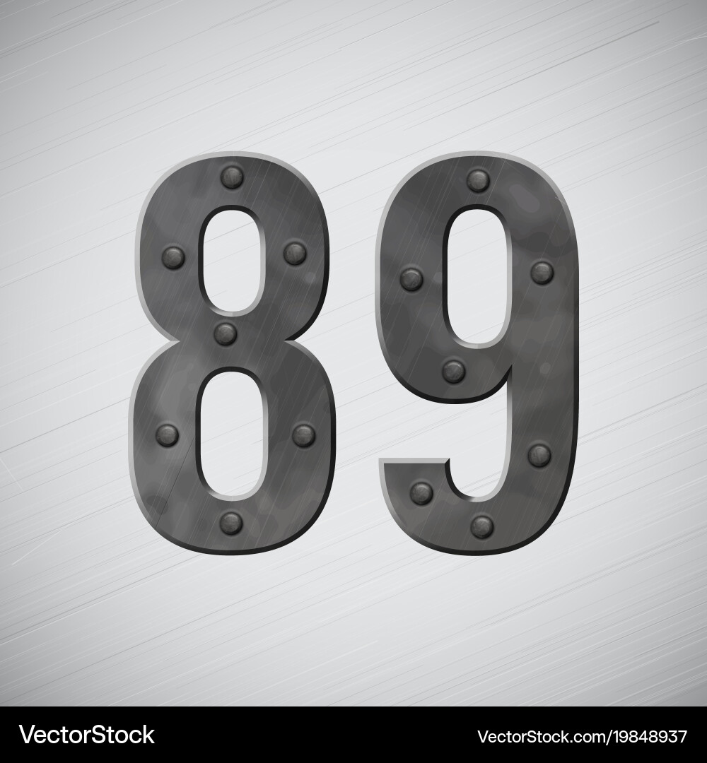 Metal numbrsd 8 and 9 Royalty Free Vector Image