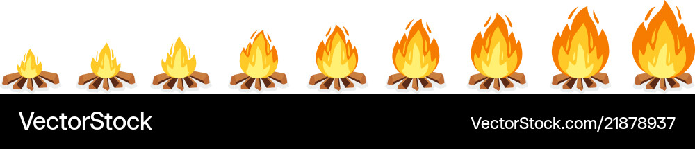 Set of camp fire sprites for animation Royalty Free Vector