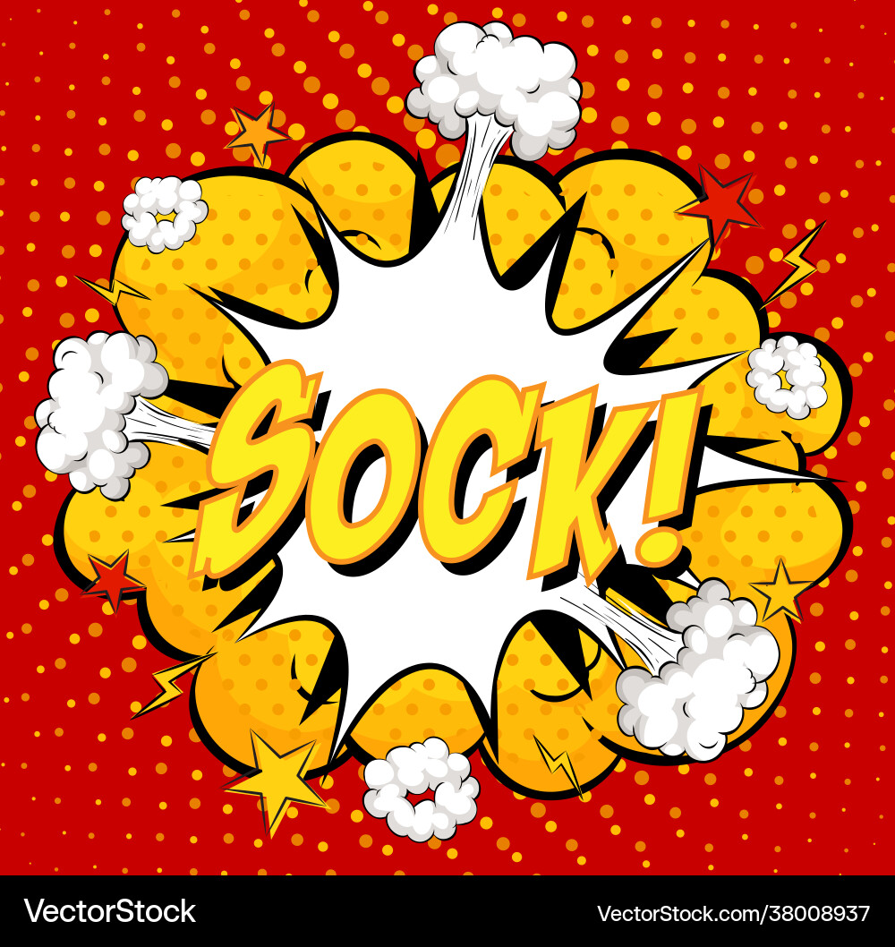Sock text on comic cloud explosion red Royalty Free Vector
