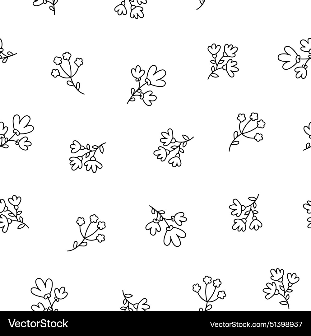 Spring Flowers With Leaves Seamless Pattern Vector Image