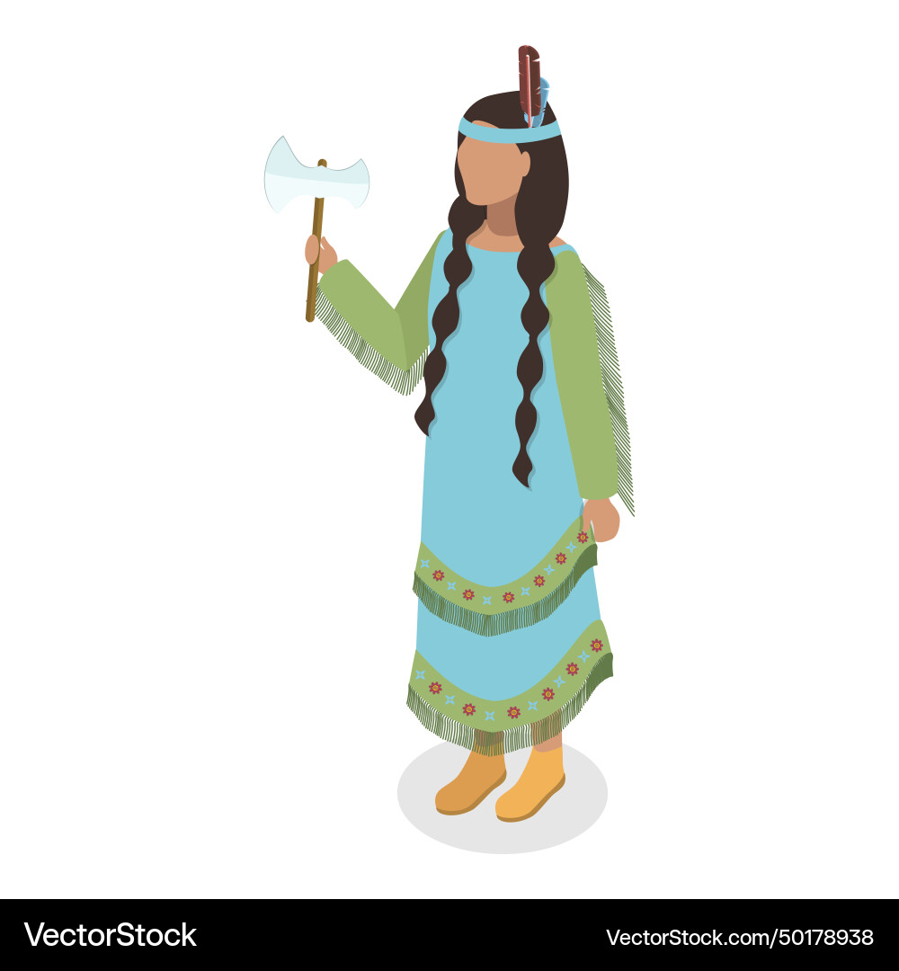 3d isometric flat set of indigenous people Vector Image