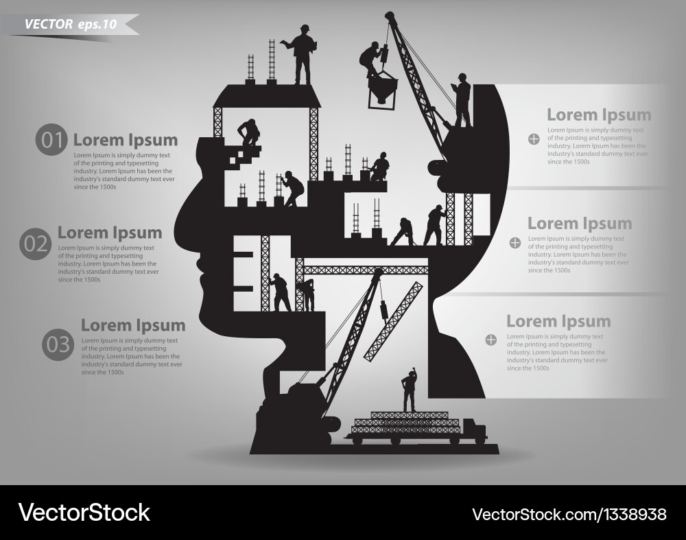 Building construction workers in silhouette head Vector Image
