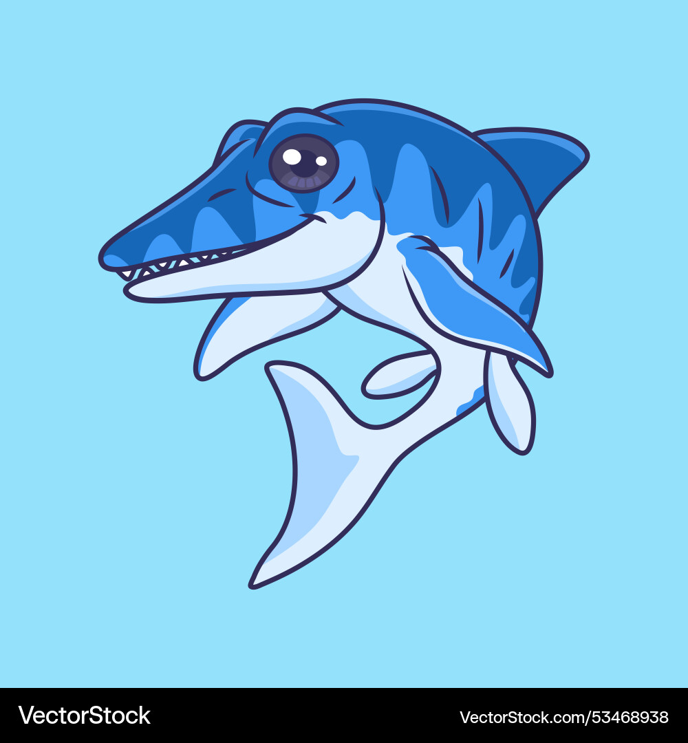 Cute dinosaur ichthyosaurus cartoon character Vector Image