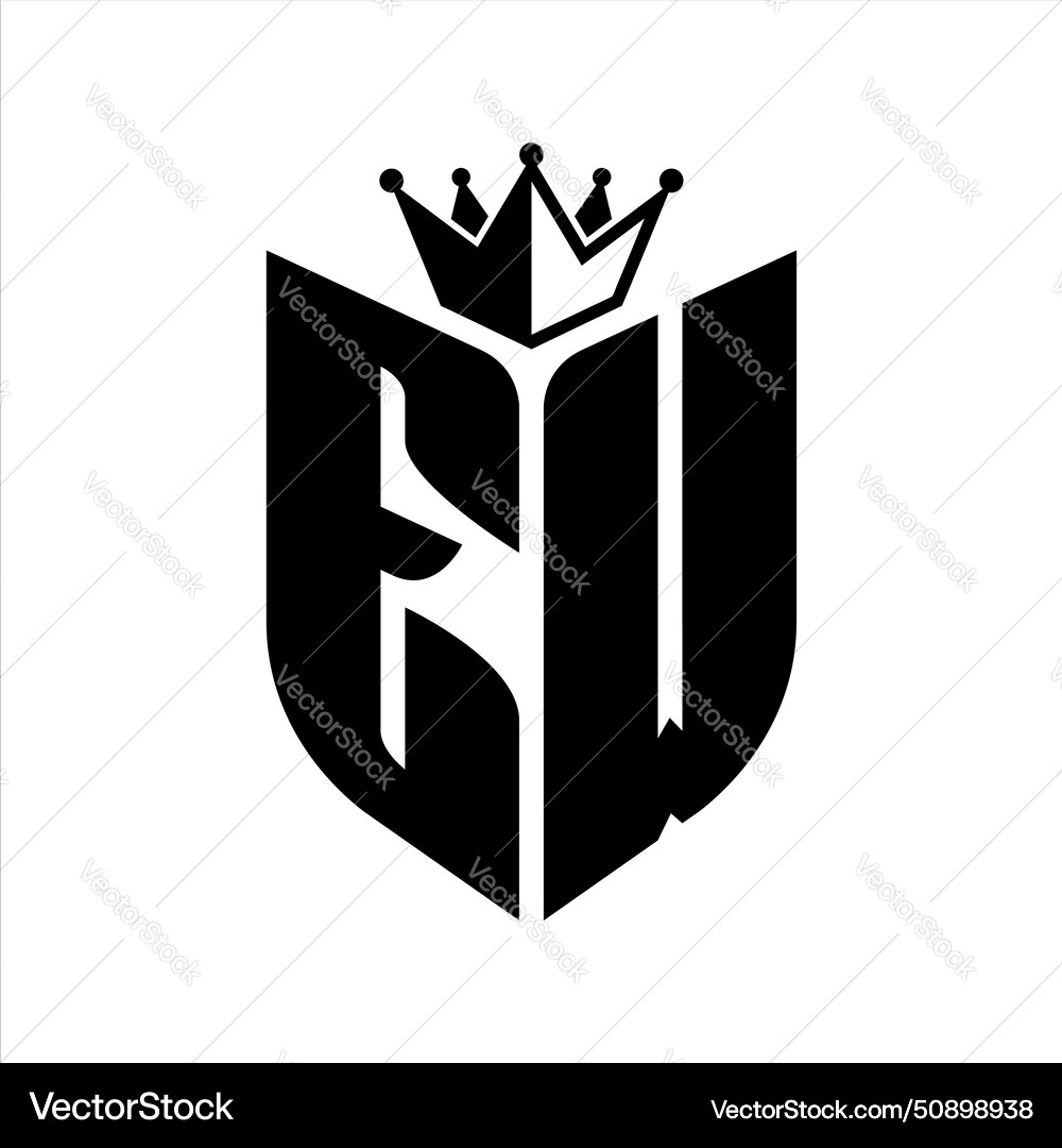 Ew letter monogram with shield shape crown Vector Image