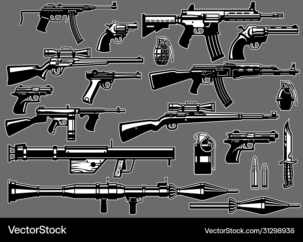 Military Guns and Rifles Collection Royalty Free Vector