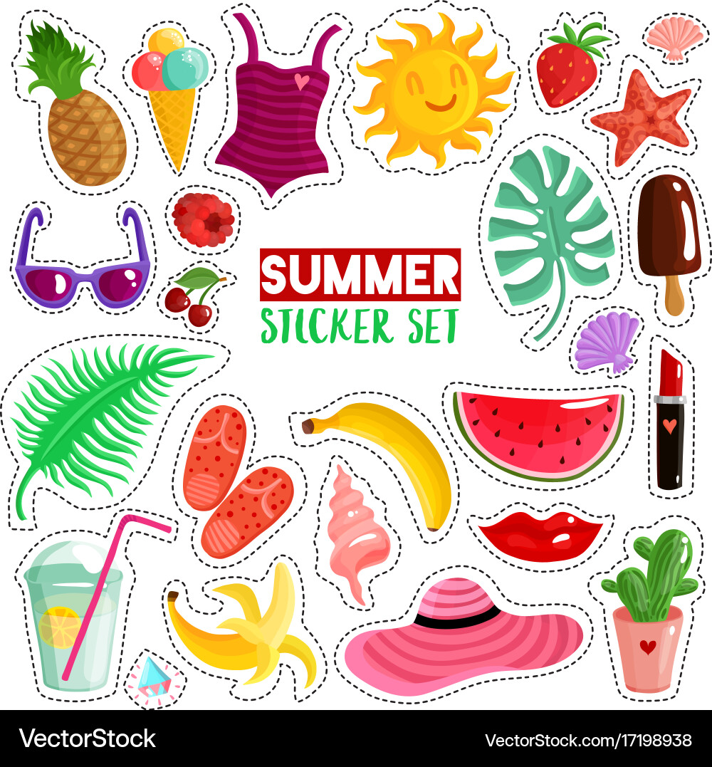 Summer stickers set Royalty Free Vector Image - VectorStock