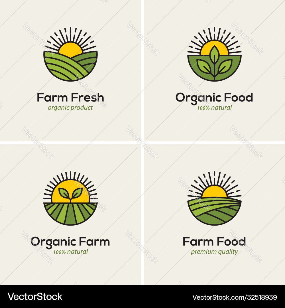 Agriculture and farming logo set Royalty Free Vector Image