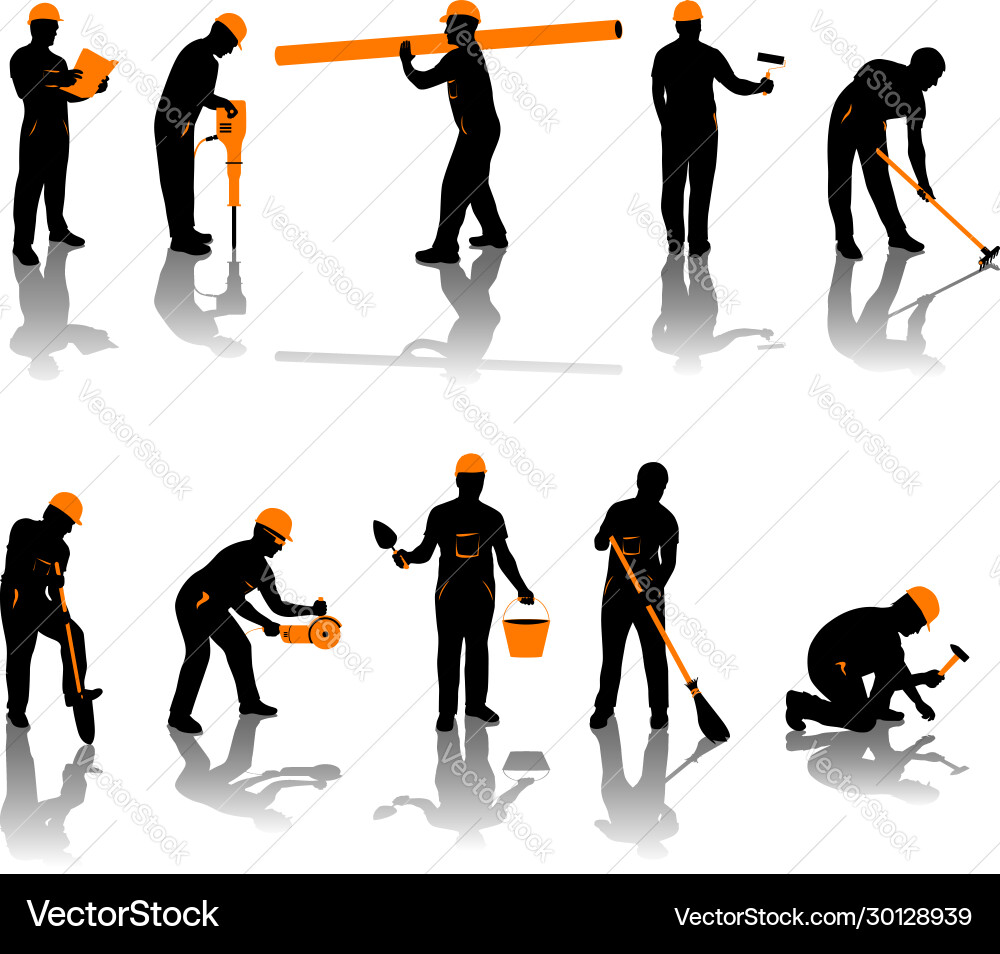 Builder Silhouettes Royalty Free Vector Image - VectorStock