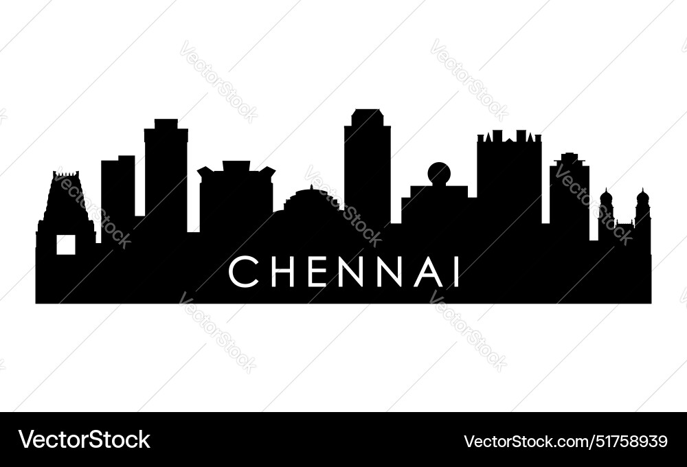 Chennai skyline silhouette black city Royalty Free Vector
