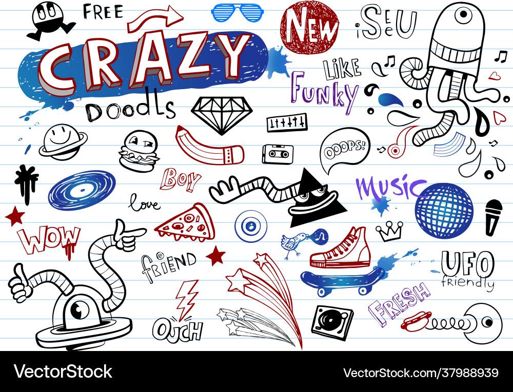 Crazy modern doodles Royalty Free Vector Image