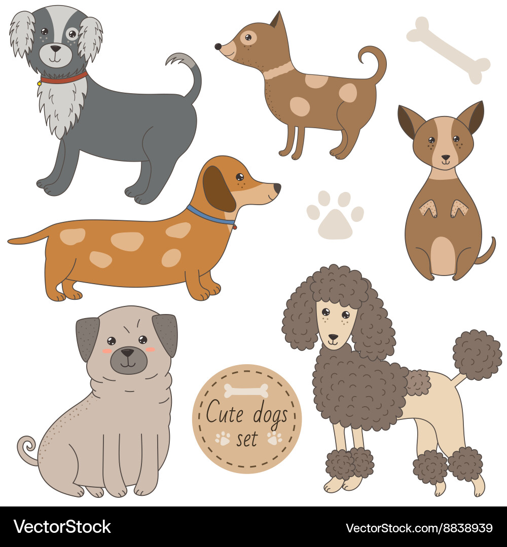 Cute dogs set Royalty Free Vector Image - VectorStock