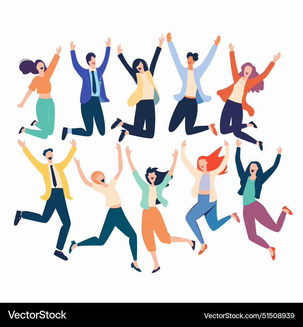 Diverse group people celebrating victory joy Vector Image