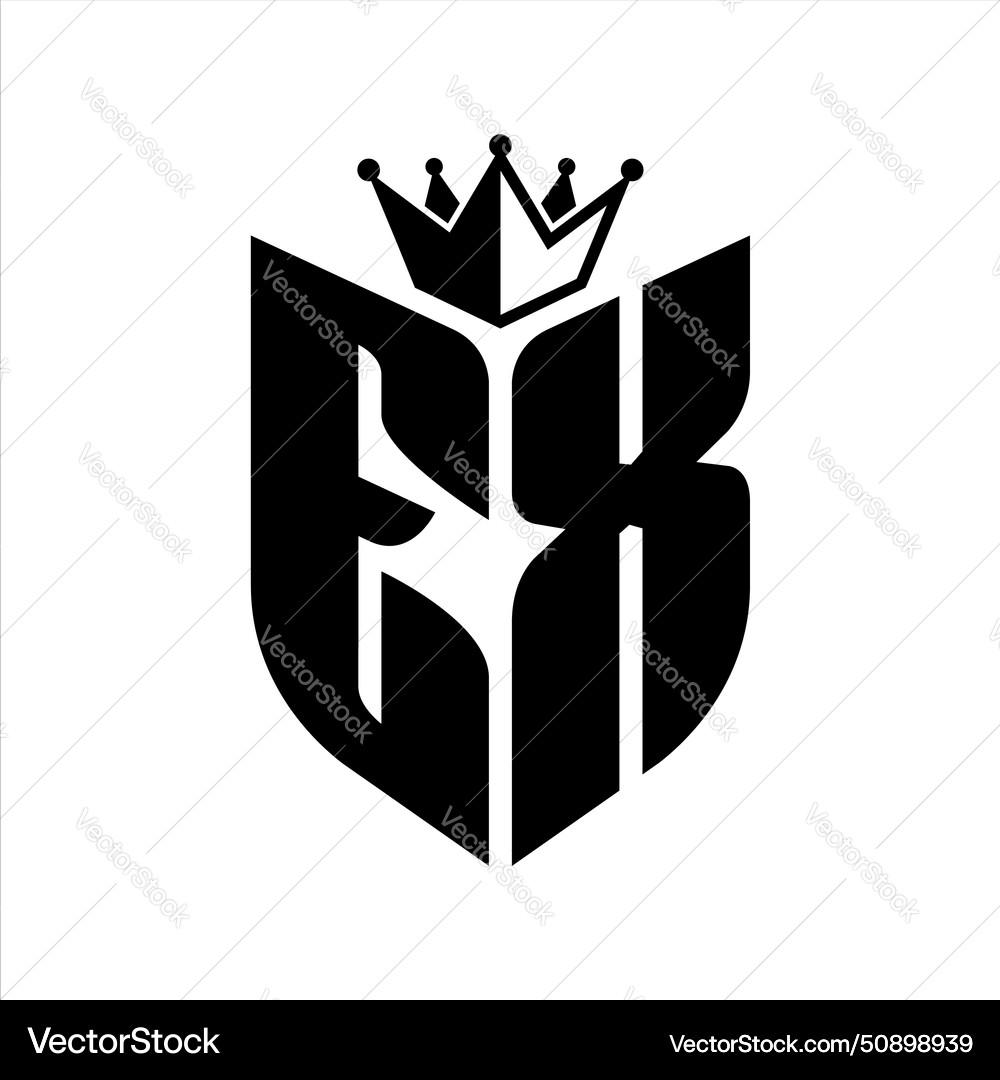 Ex letter monogram with shield shape crown Vector Image