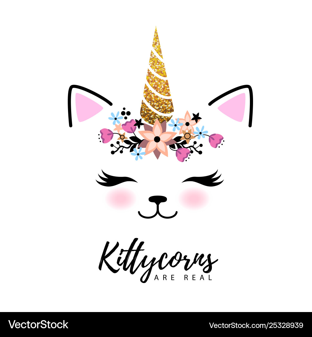 Fantasy animal cat kittycorn Royalty Free Vector Image