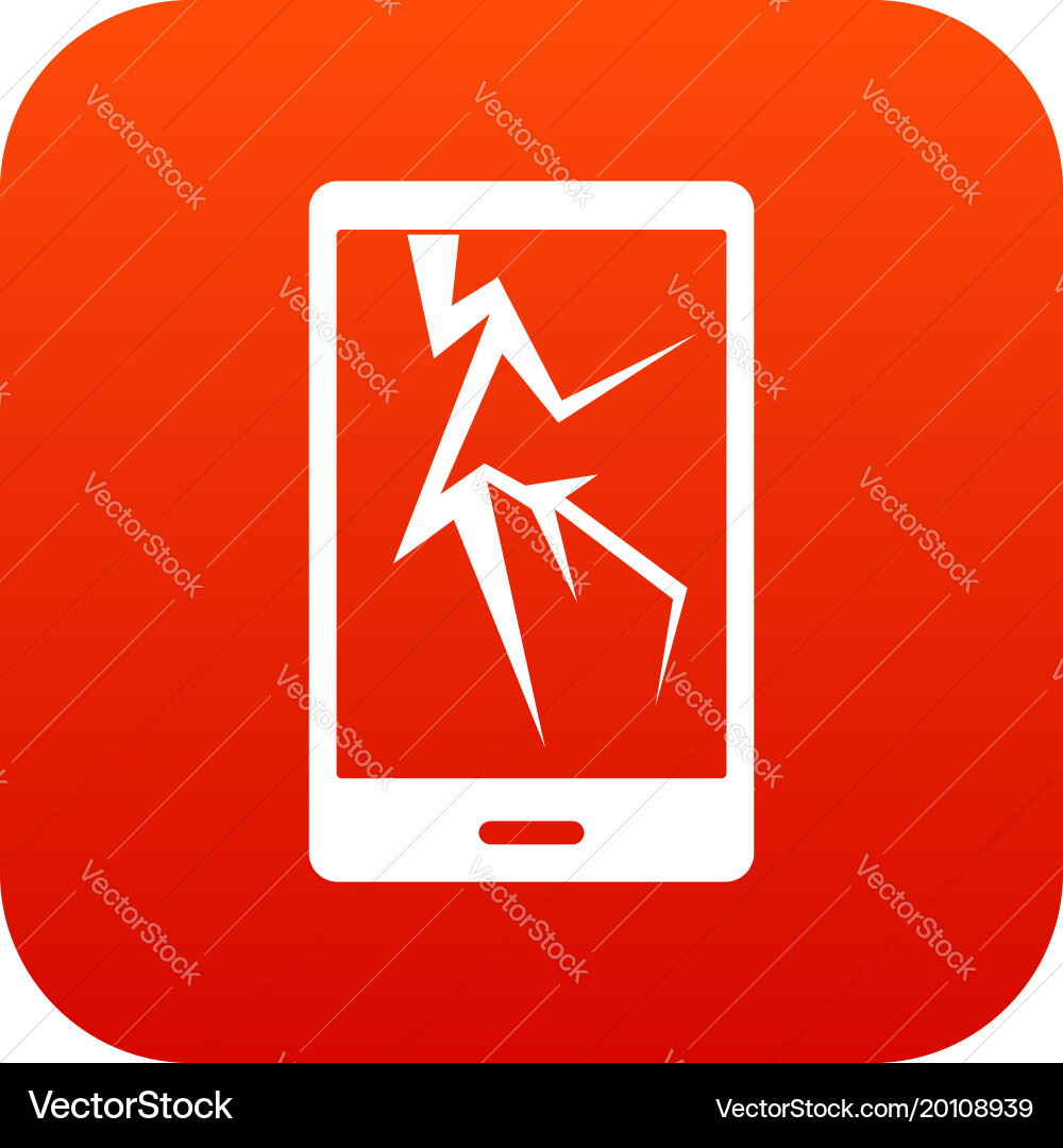 Gekrackte Telefon-Ikone digital rot Lizenzfreier Vektor