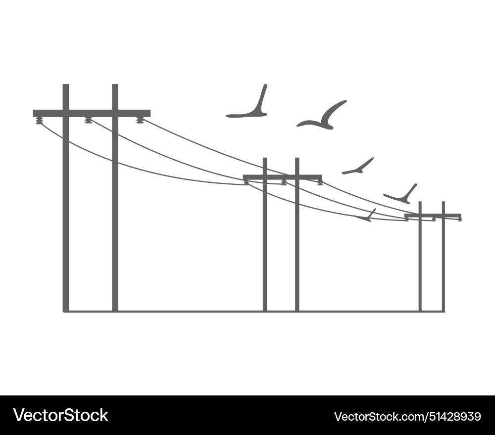High voltage power lines isolated on white Vector Image