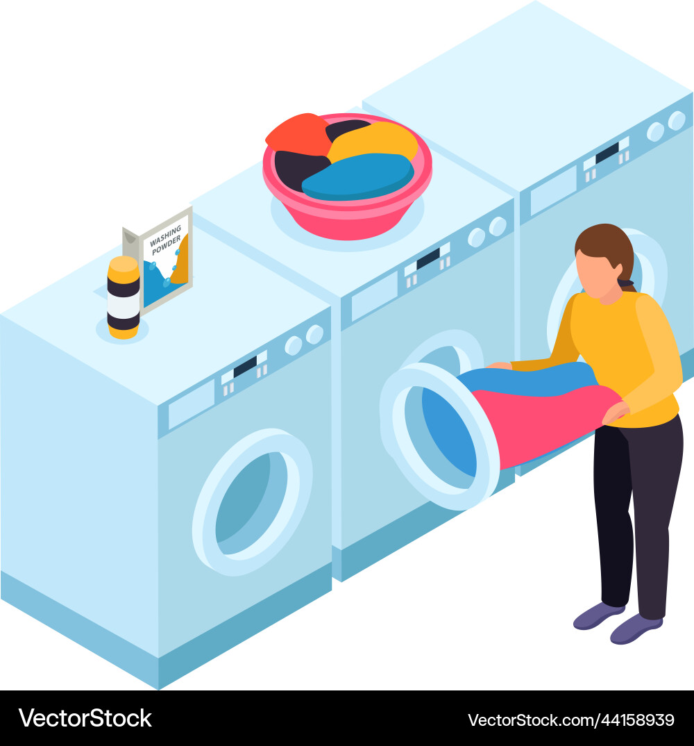 Isometric laundry room Royalty Free Vector Image