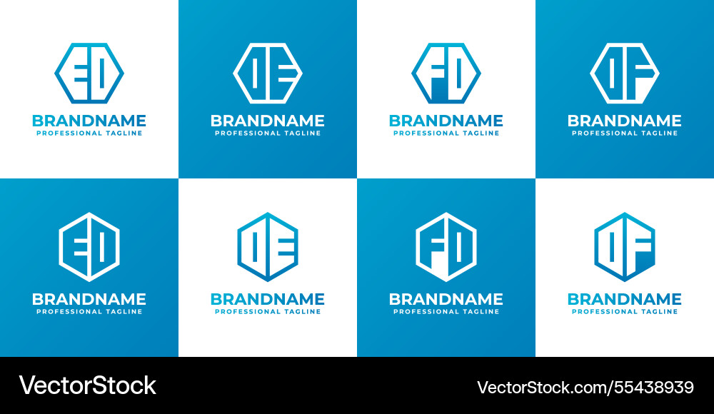 Letters de ed df fd hexagon logo set suitable Vector Image