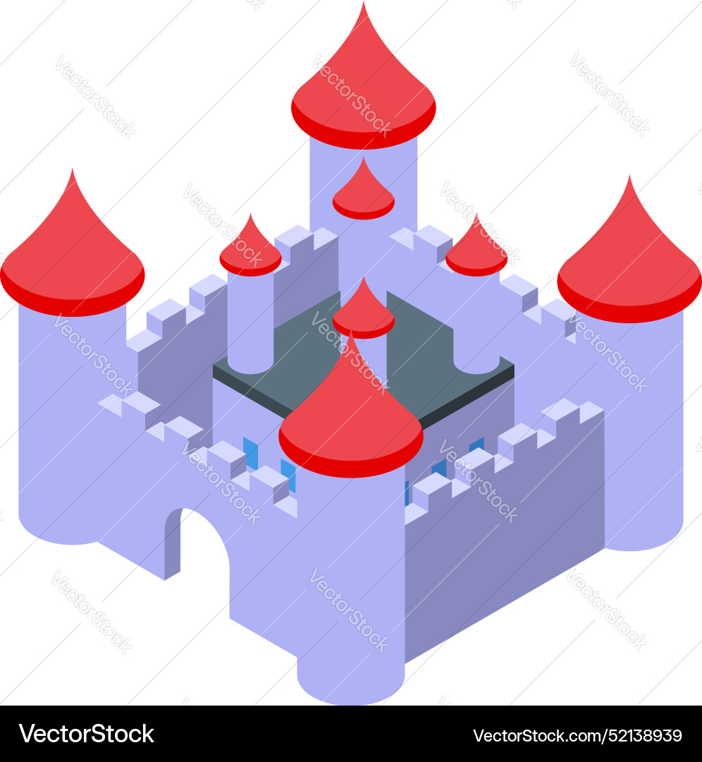 Medieval castle with red rooftops and towers Vector Image