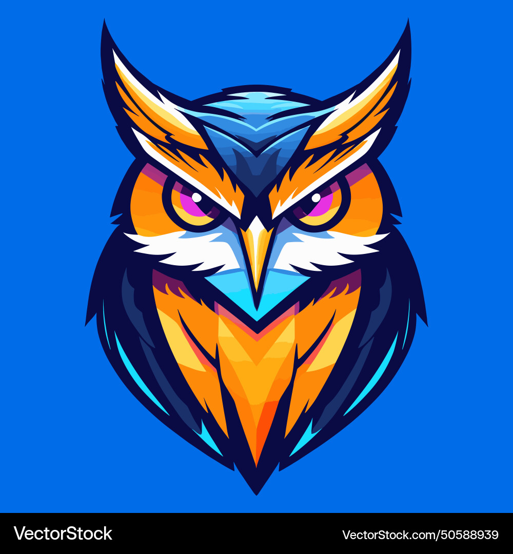 Sharp eyes owl mascot logo desain Royalty Free Vector Image