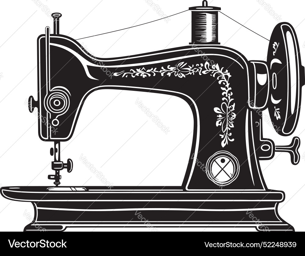 Sleek stitcher black iconic sewing machine logo Vector Image