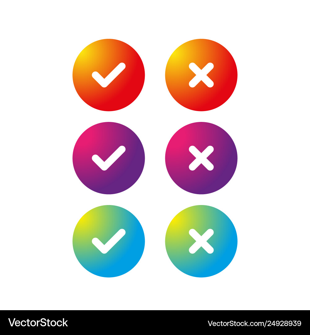 Yes no icon button set Royalty Free Vector Image