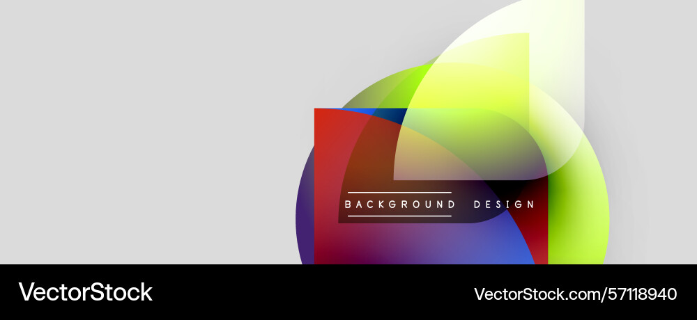 Abstract colorful shapes overlap red square with Vector Image