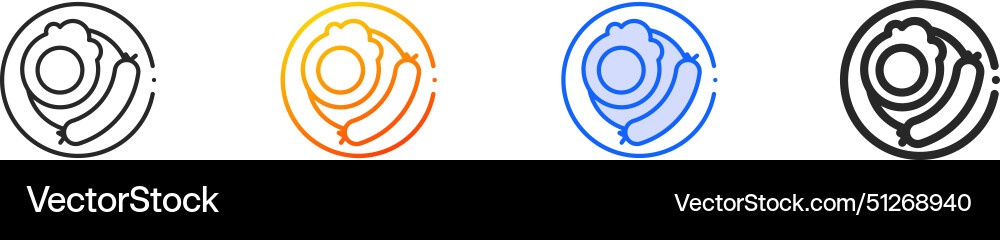 Breakfast iconthin linear gradient blue stroke Vector Image