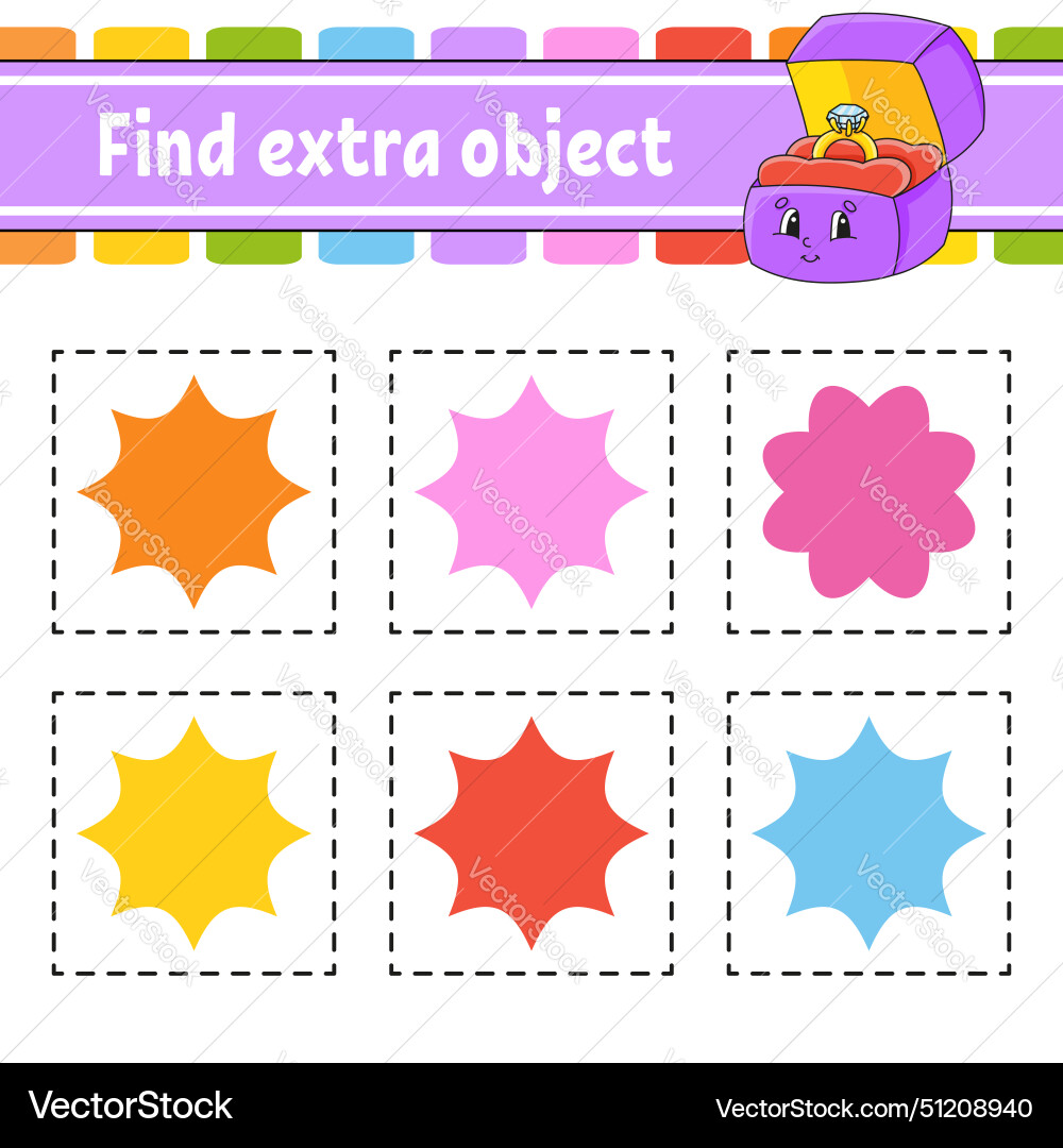 Find extra object educational activity worksheet Vector Image