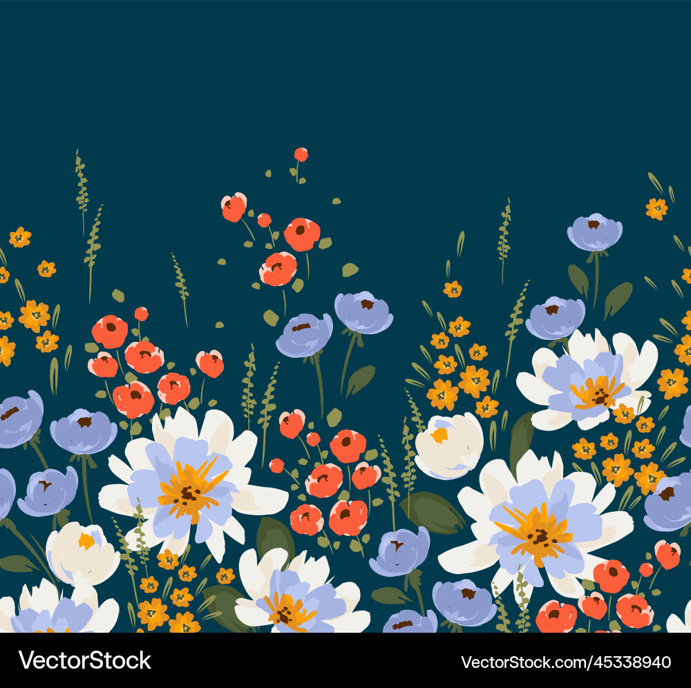 Floral Border Seamless Pattern Royalty Free Vector Image