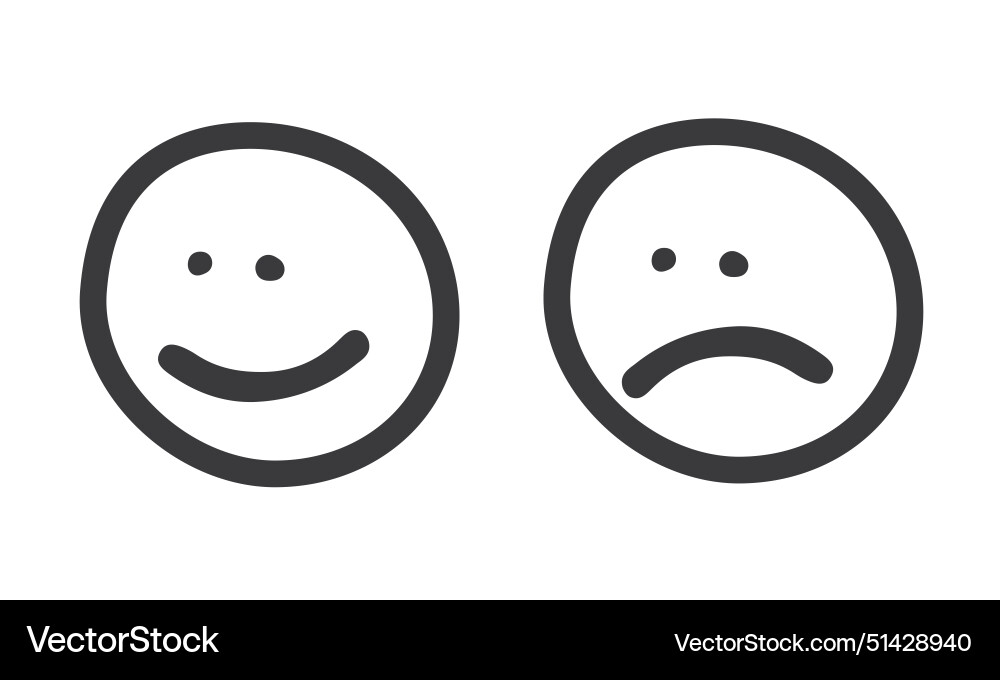 Happy and unhappy face smiley Royalty Free Vector Image