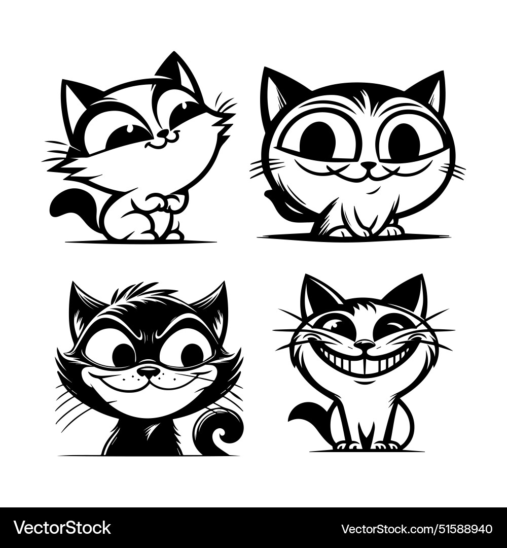 Set of cute cat hand drawn Royalty Free Vector Image