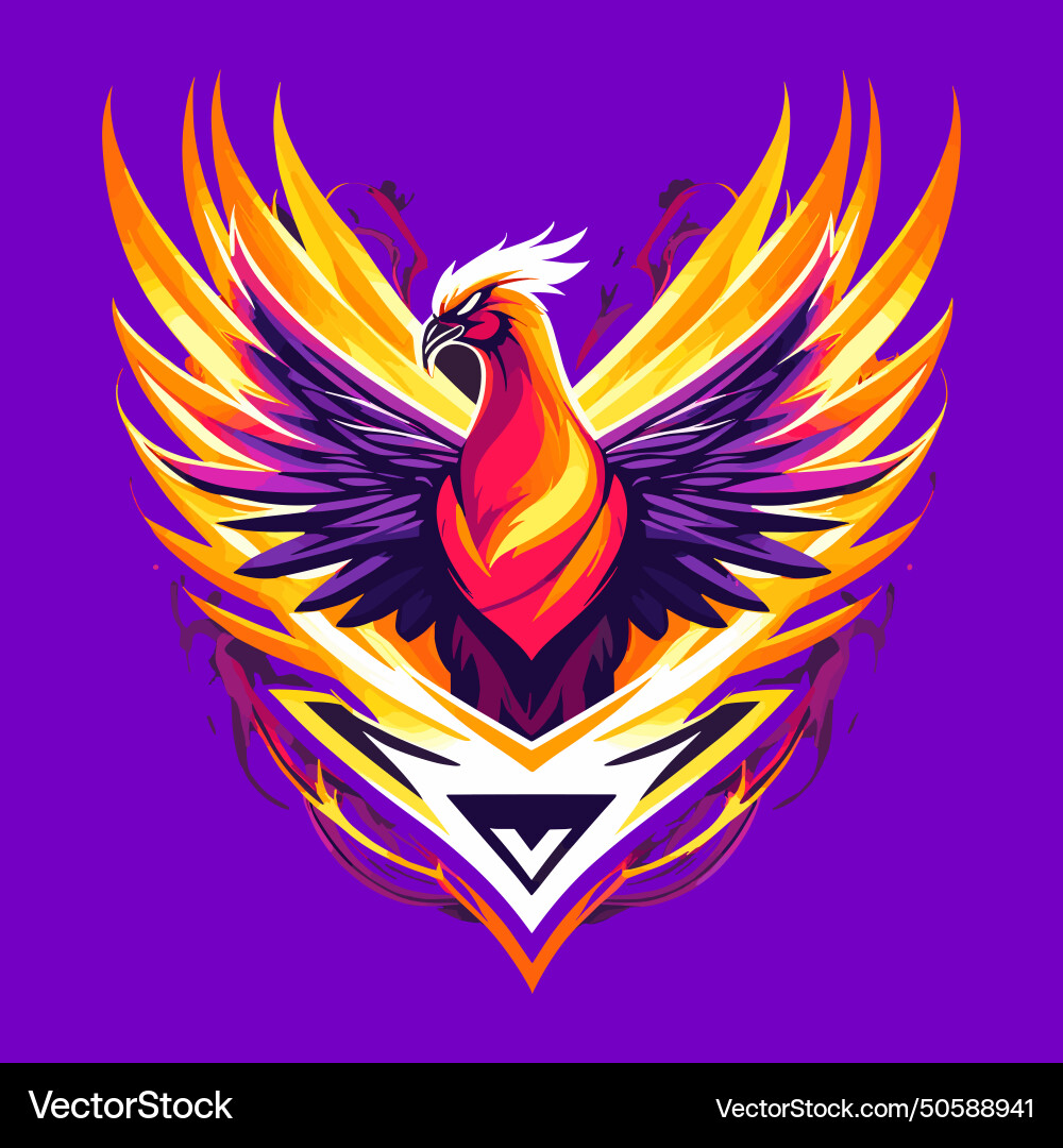 Cool art phoenix character design Royalty Free Vector Image